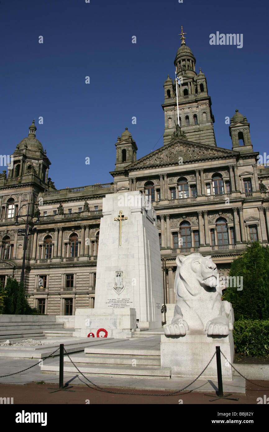 City of Glasgow, Scotland. The lion monument at the Cenotaph in George ...