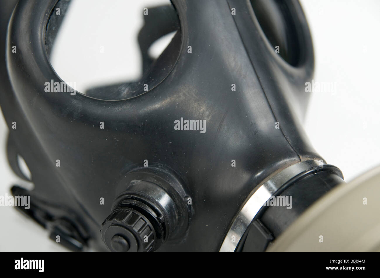 Cutout of a Gas Mask on white background closeup side view Stock Photo ...