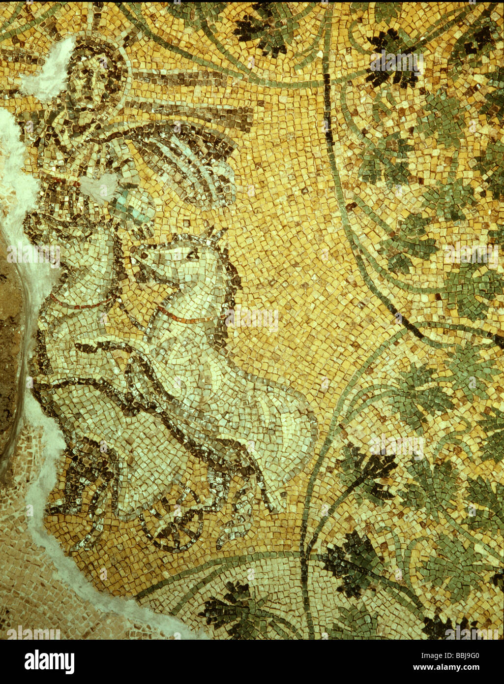 Sun Christ early Christian mosaic on ceiling of room in pre-Constantien ...