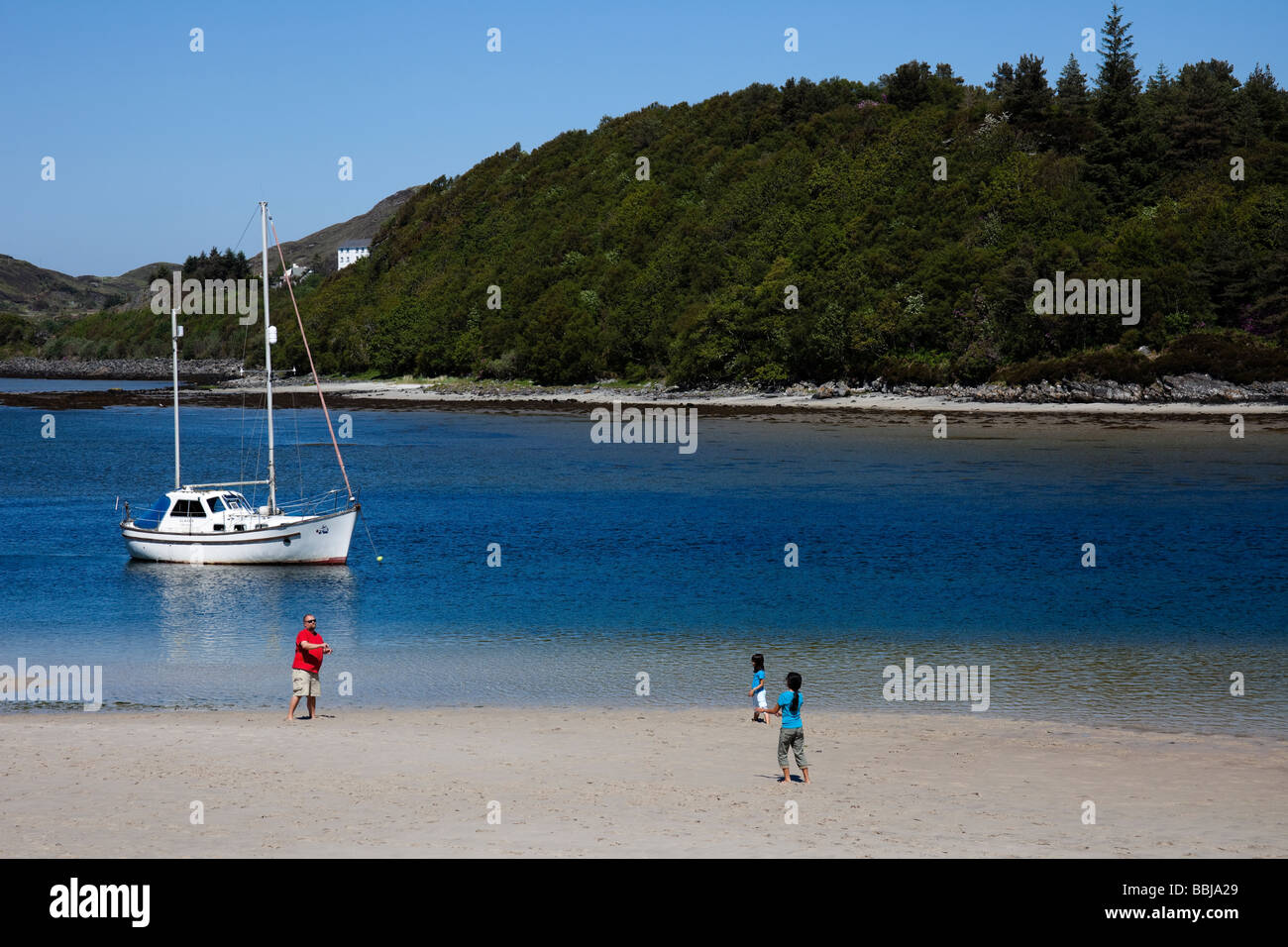 Silver sandy beach, River Morar, Lochaber, Scotland, UK, Europe Stock ...
