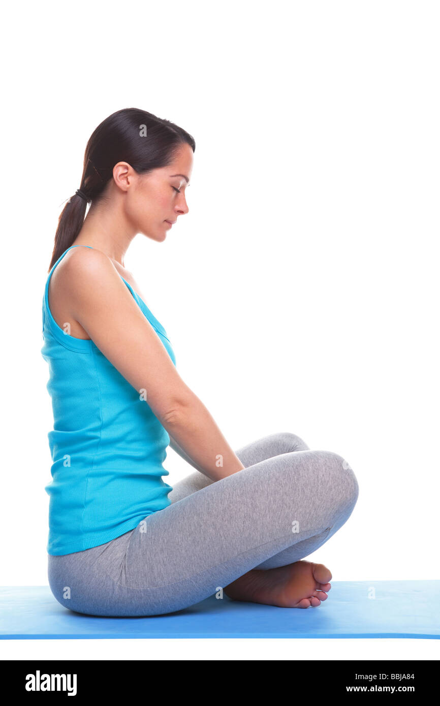 Woman sat crossed legs hi-res stock photography and images - Alamy