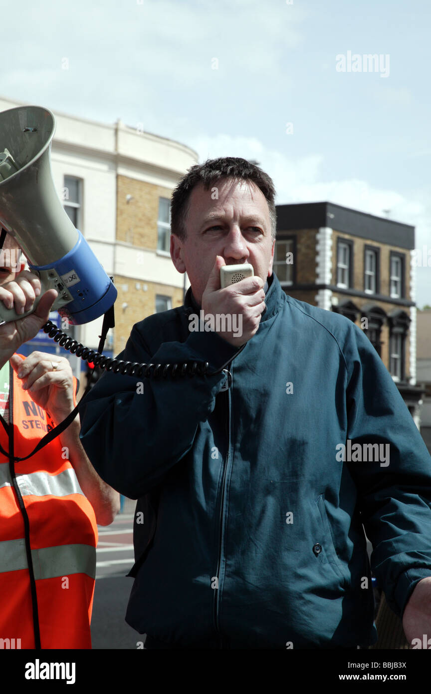 Local councilor, Ian Page addresses a rally at Lewisham Clocktower to ...