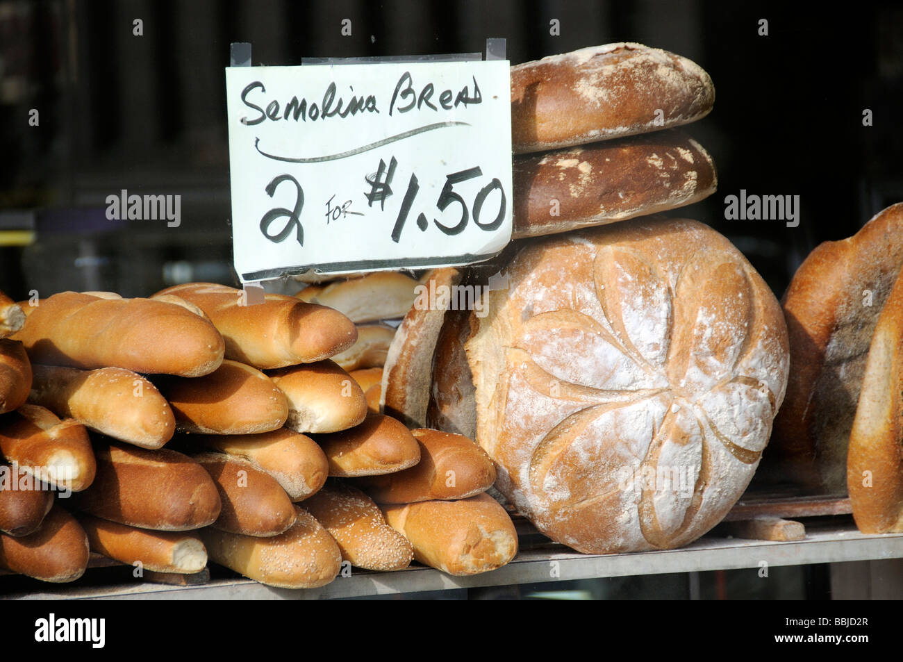 Bakers shop window bread on sale Stock Photo - Alamy