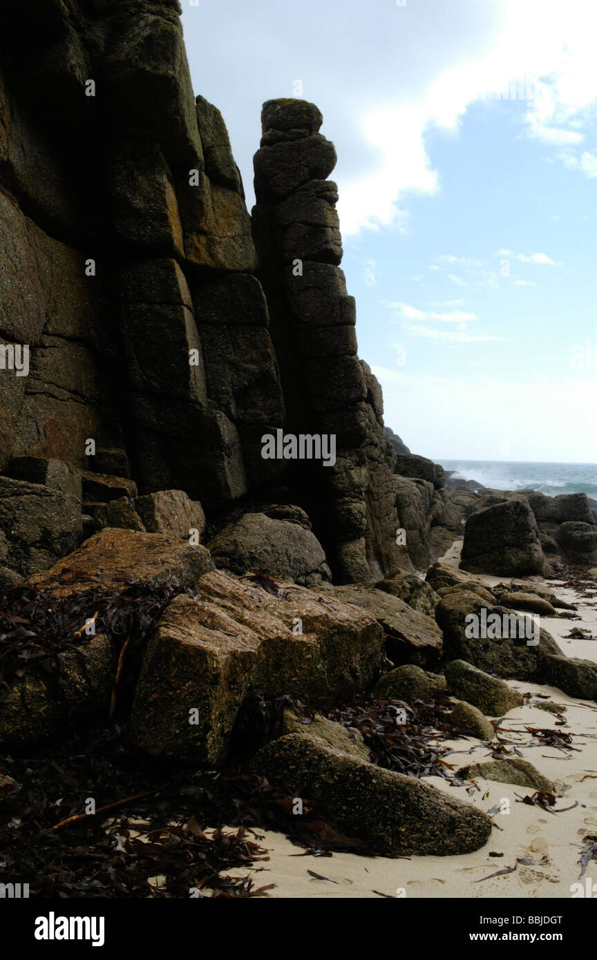 Cornwall seascape seaside blue water stone rock cliff Stock Photo - Alamy