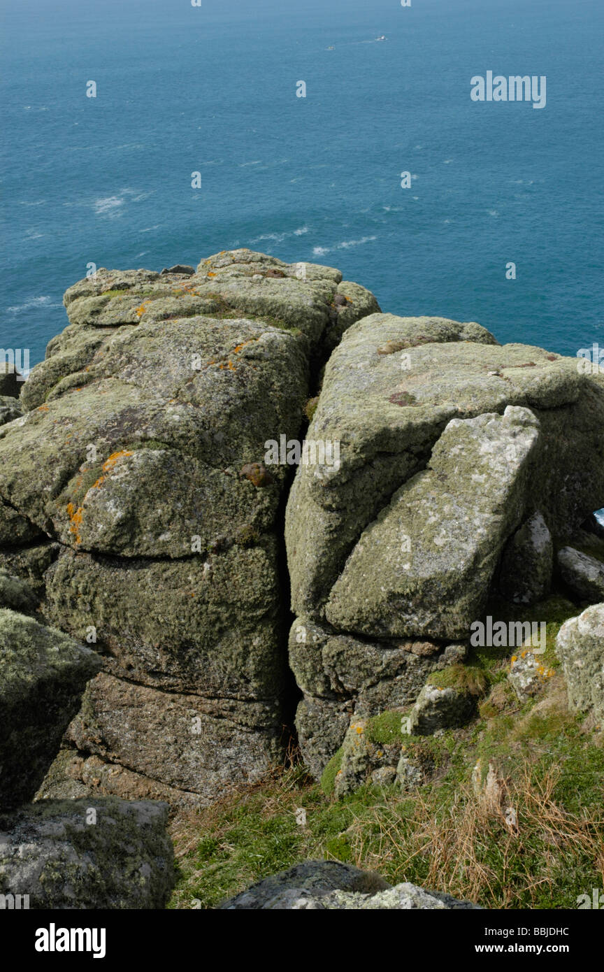 Cornwall seascape seaside blue water stone rock cliff sea Stock Photo ...