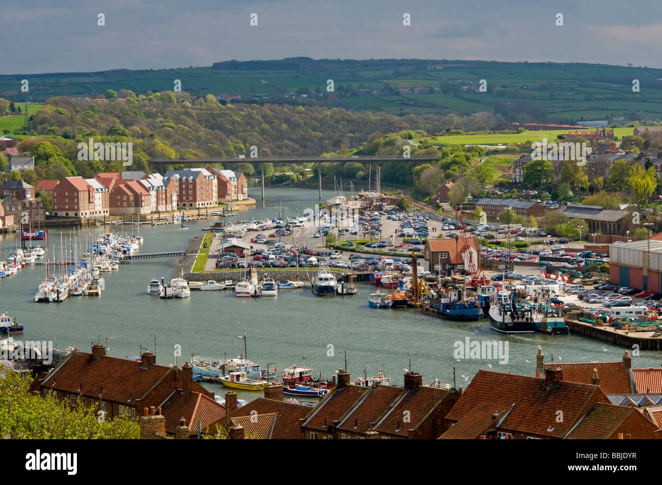 A landscape of Whitby Marina development, North Yorkshire Stock Photo ...