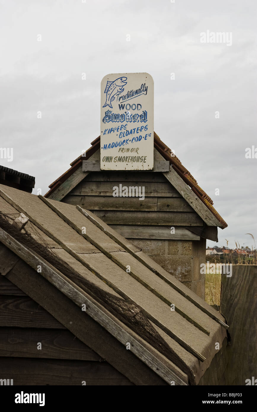 A harbour side smokehaouse sign Stock Photo - Alamy