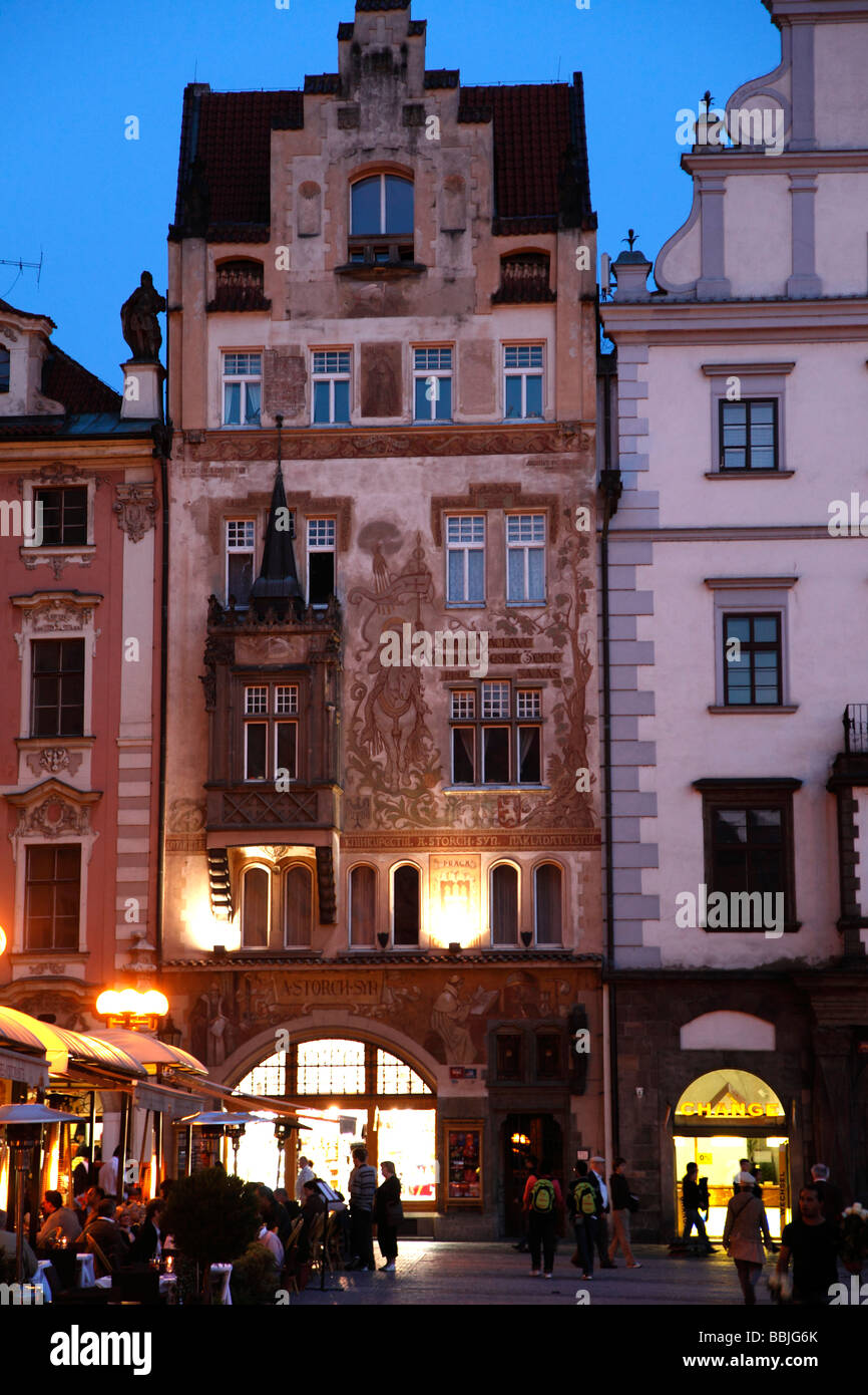 Czech Republic Prague Old Town Square at night Stock Photo - Alamy