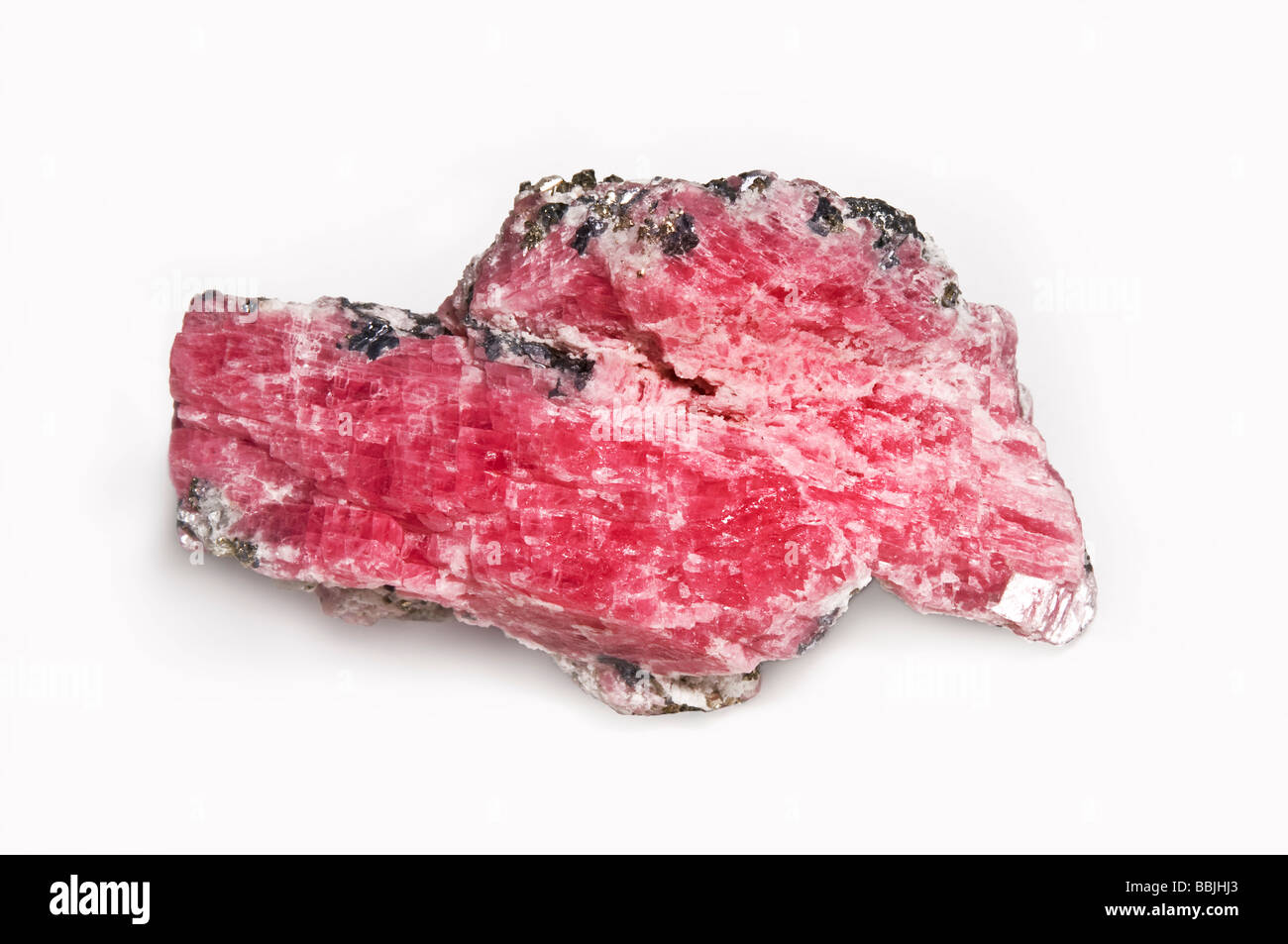 Rhodocrosite, large mineral specimen on white background Stock Photo ...