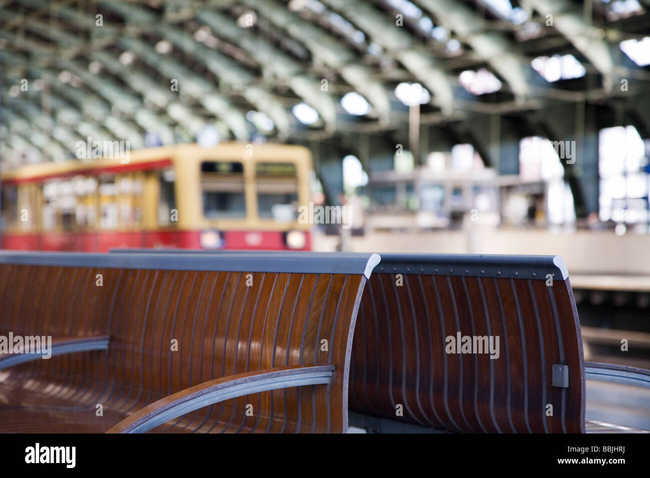 Bench waiting at the train station in Berlin Stock Photo - Alamy