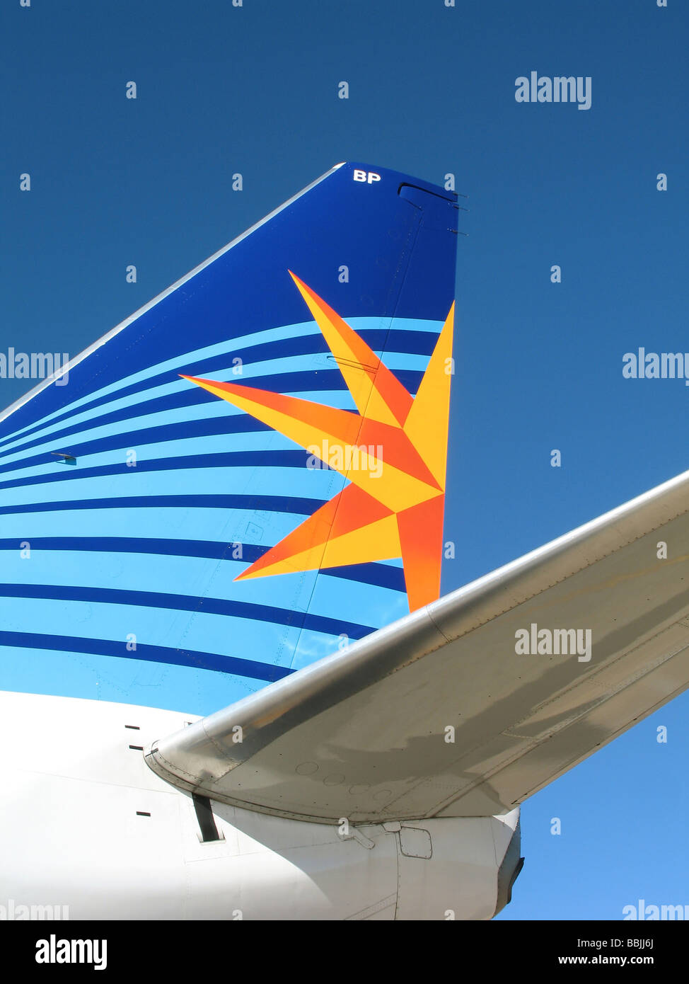 Tail of a Varig Airlines airplane, with the tail art adopted after its ...