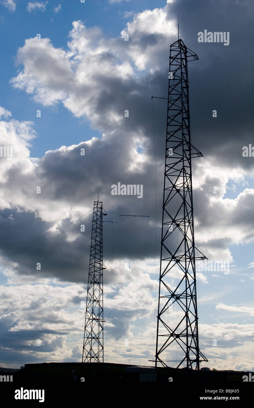 Marine MF radio communication masts Stock Photo - Alamy
