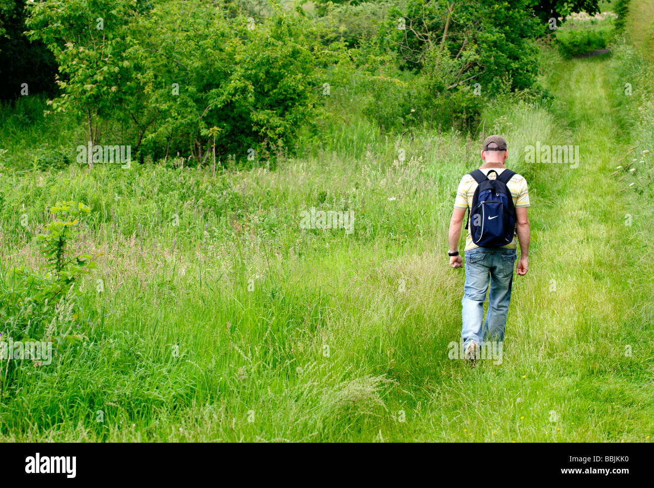 Man walking in the countryside Stock Photo - Alamy
