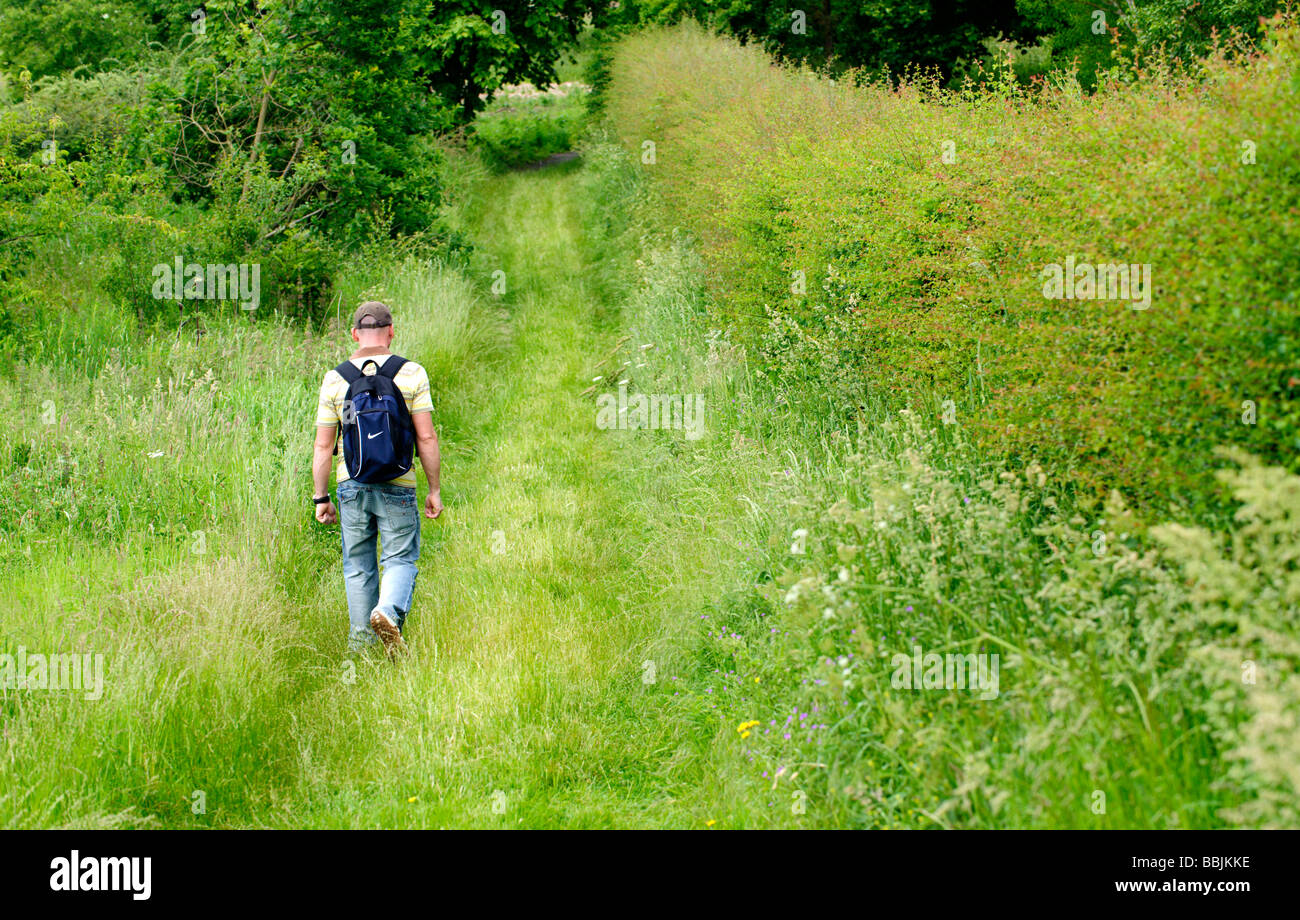 Man walking in the countryside Stock Photo - Alamy