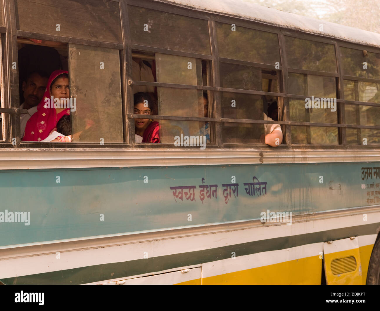 People on a bus in India Stock Photo - Alamy