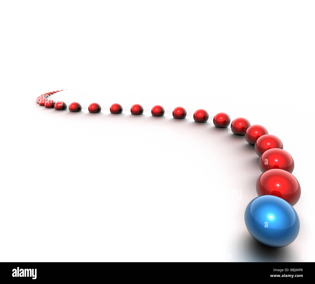 Array of red balls with blue leader Stock Photo - Alamy