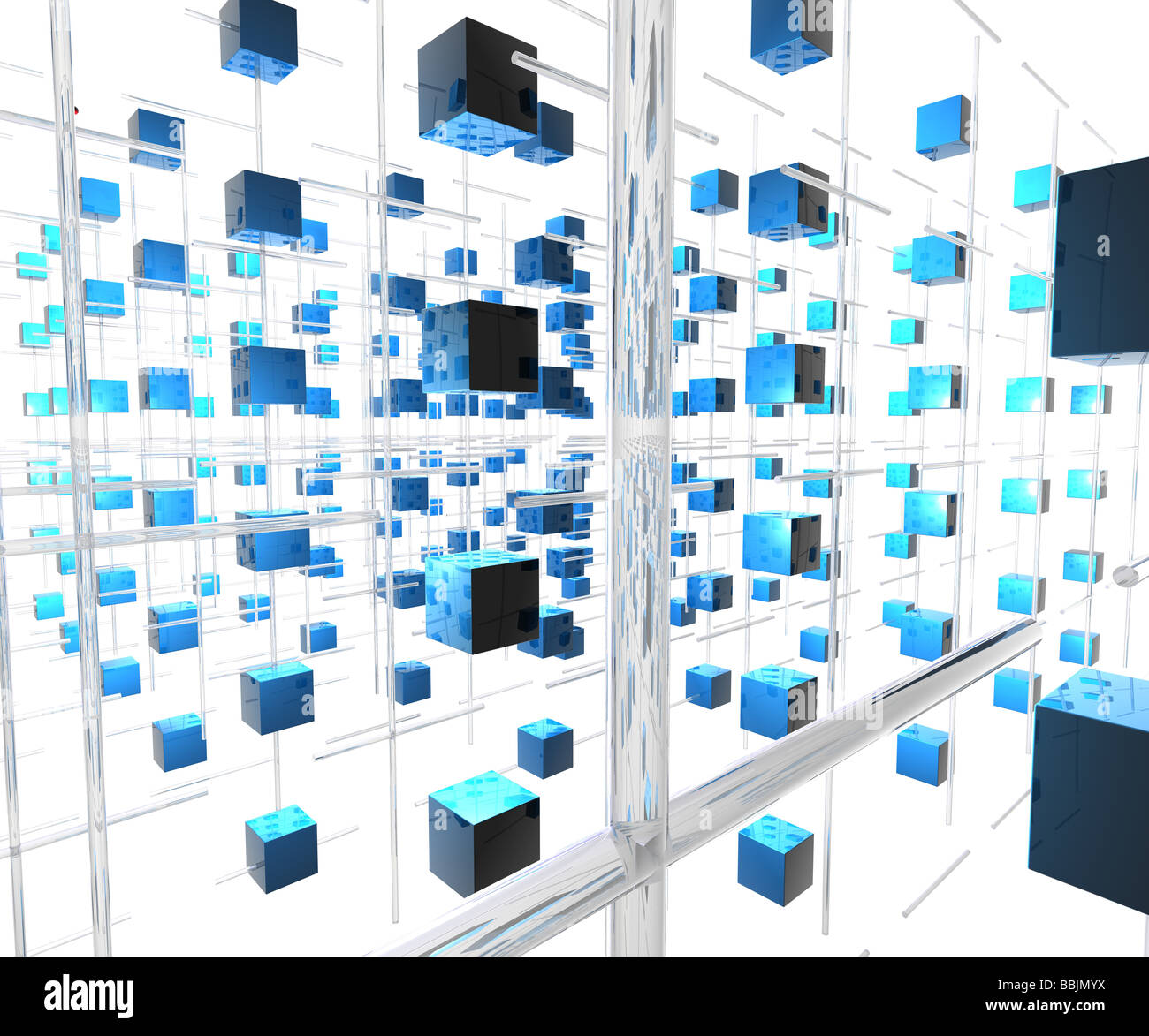 Array of blue cubes in white space Stock Photo - Alamy