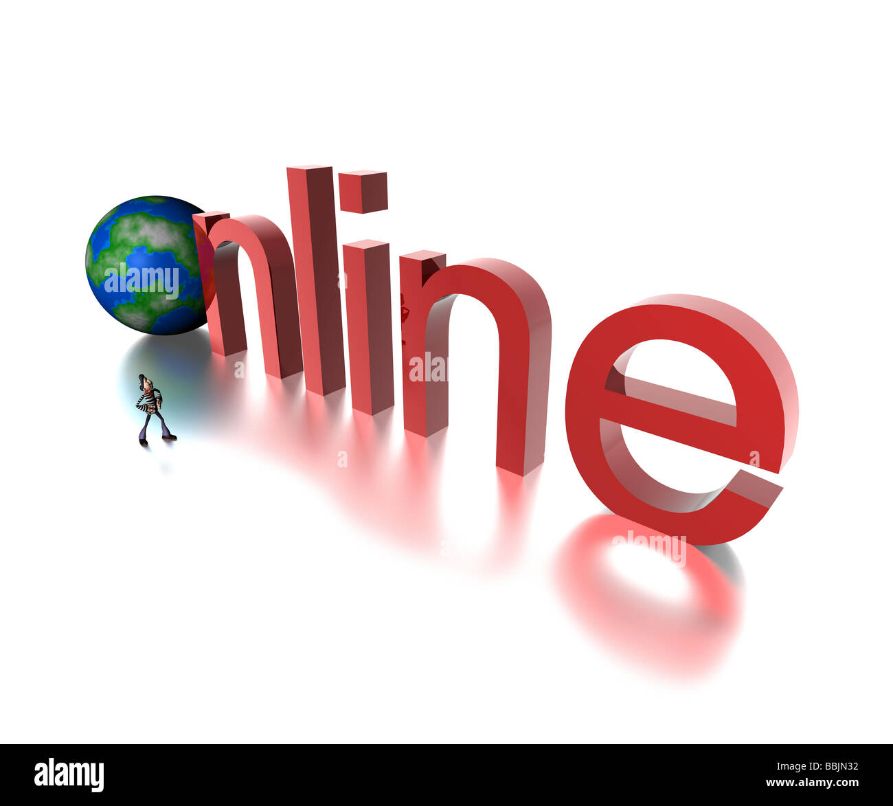3d online text with globe Stock Photo - Alamy