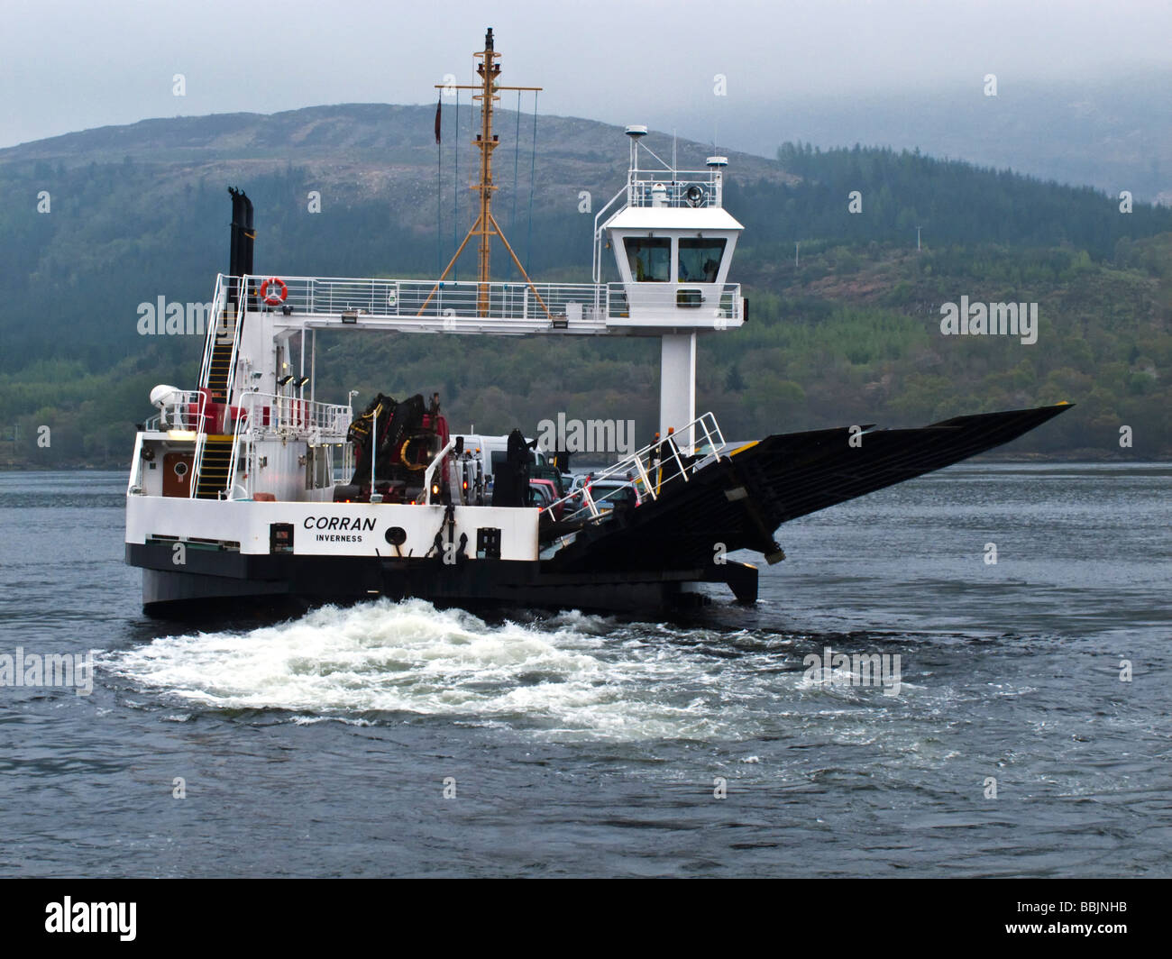 The Corran Ferry travelling between Corran and Inchcree on Loch Linnhe ...