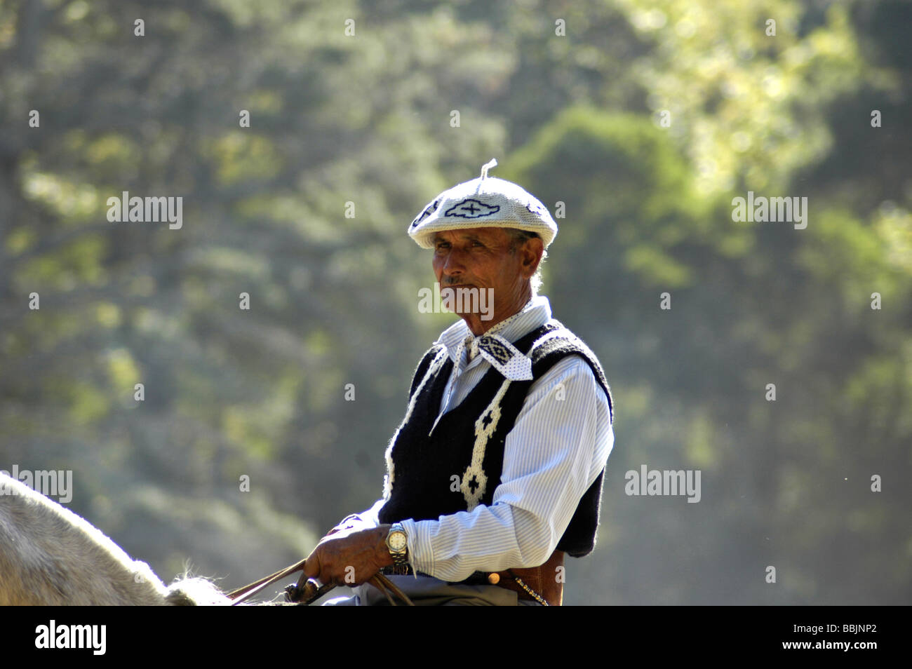 portrait of old gaucho riding a horse Stock Photo - Alamy