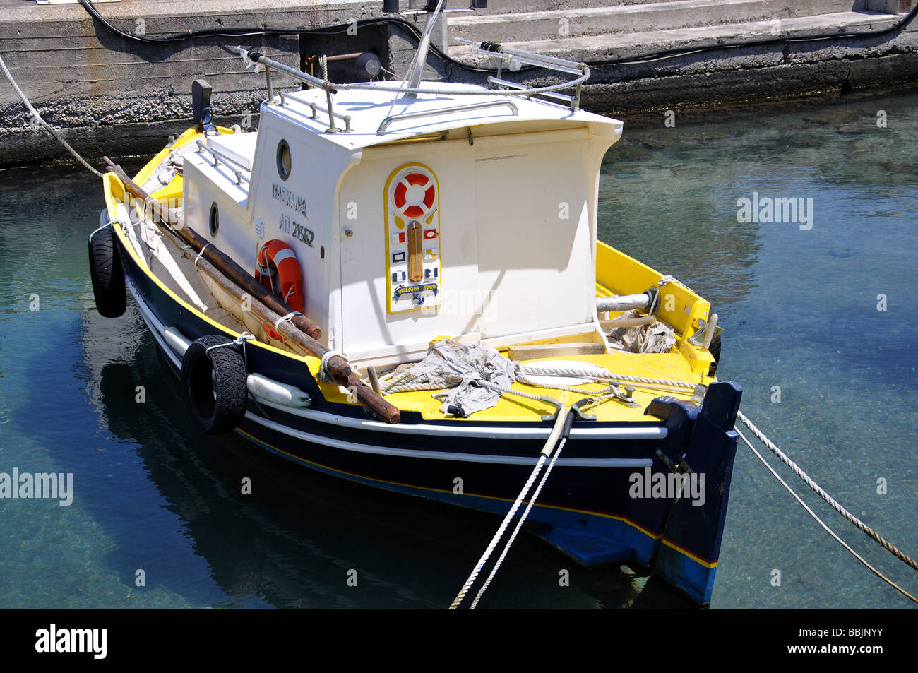 Small fishing boat, Mandraki Harbour, City of Rhodes, Rhodes ...