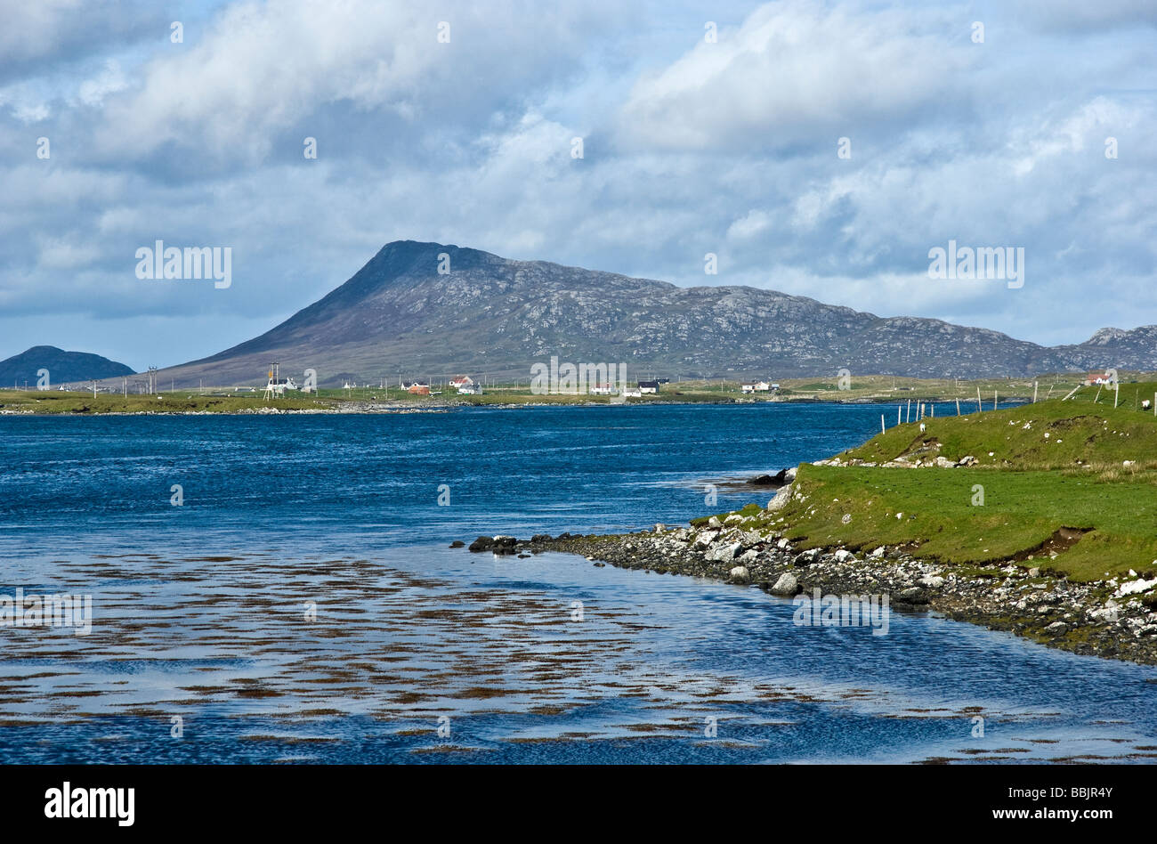 Eaval (347 metres) on North Uist seen from Grimsay Outer Hebrides ...
