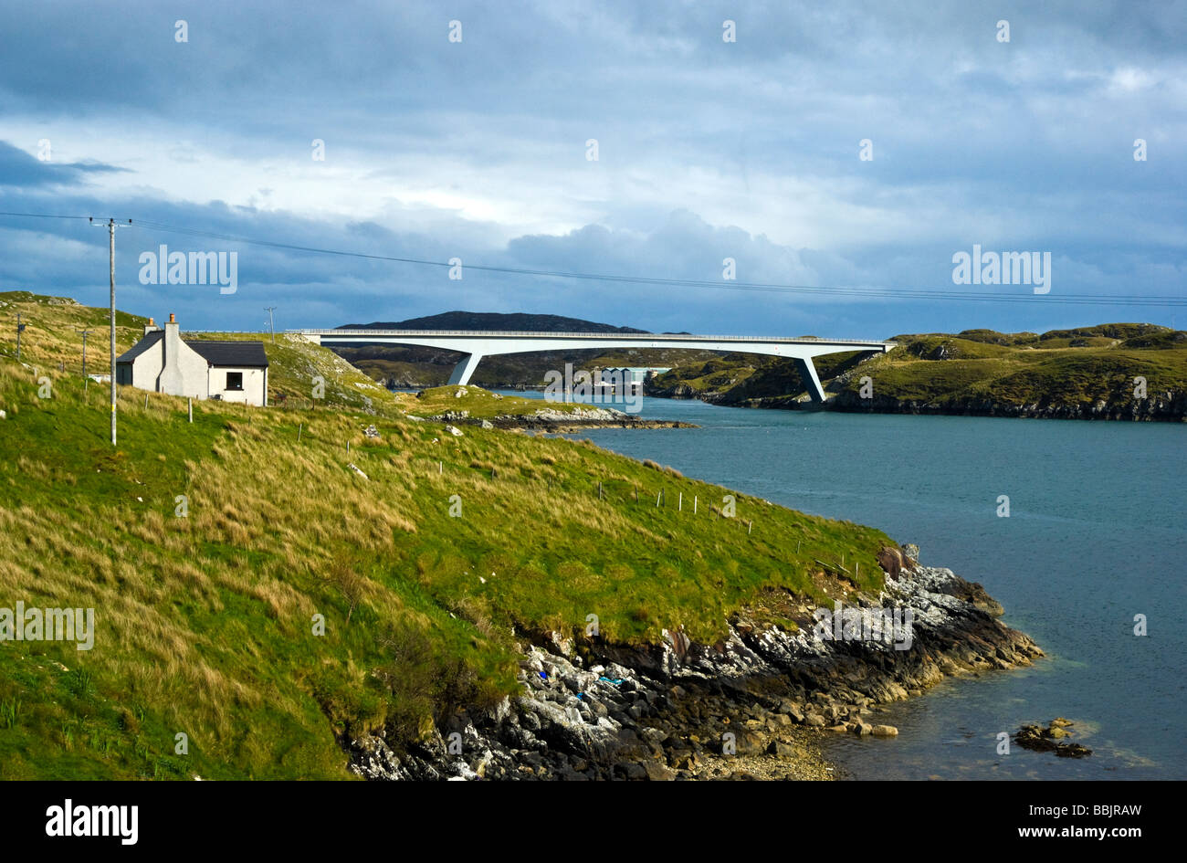 The Scalpay Bridge viewed from the island of Harris connecting the ...