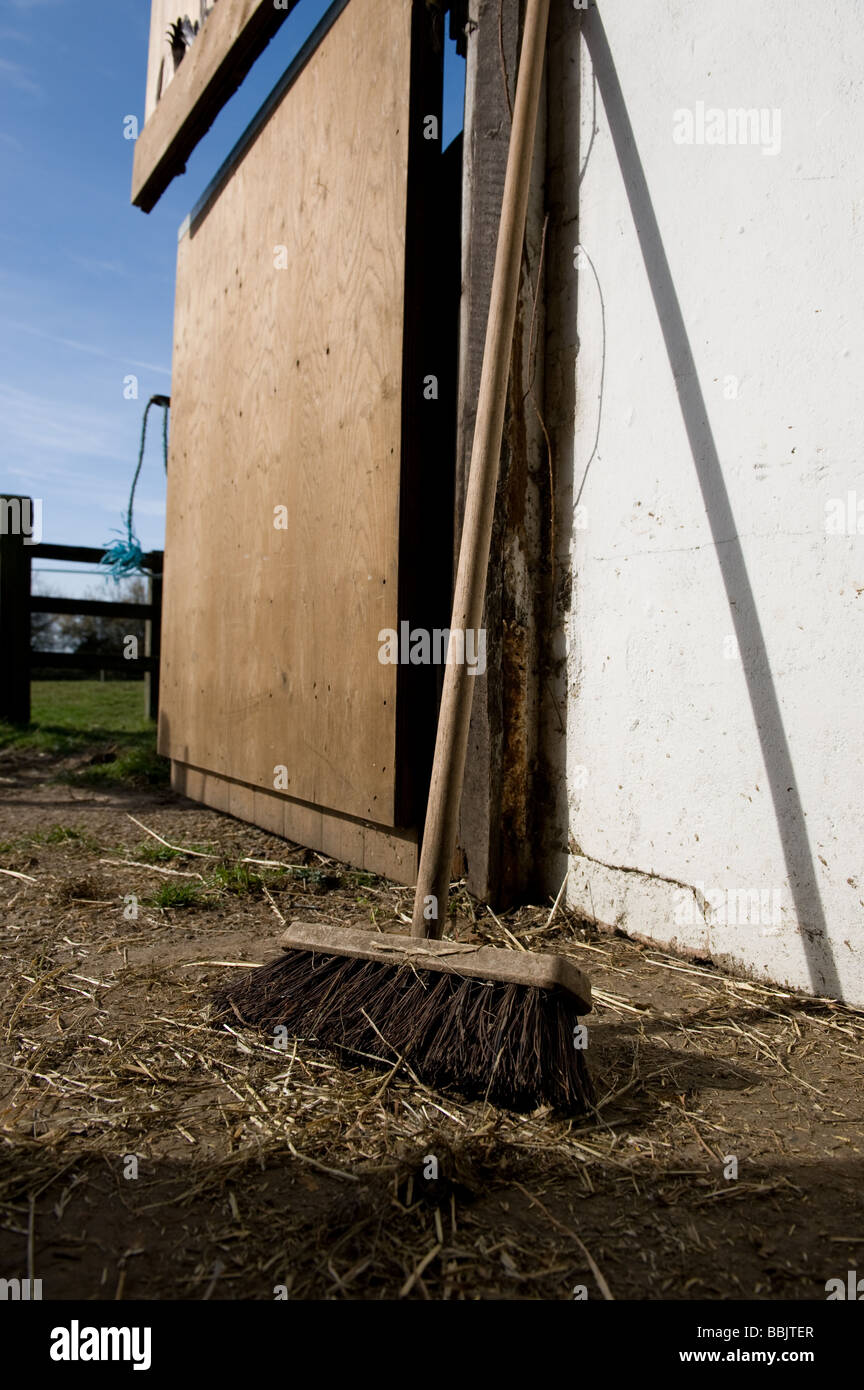 Old broom by door hi-res stock photography and images - Alamy