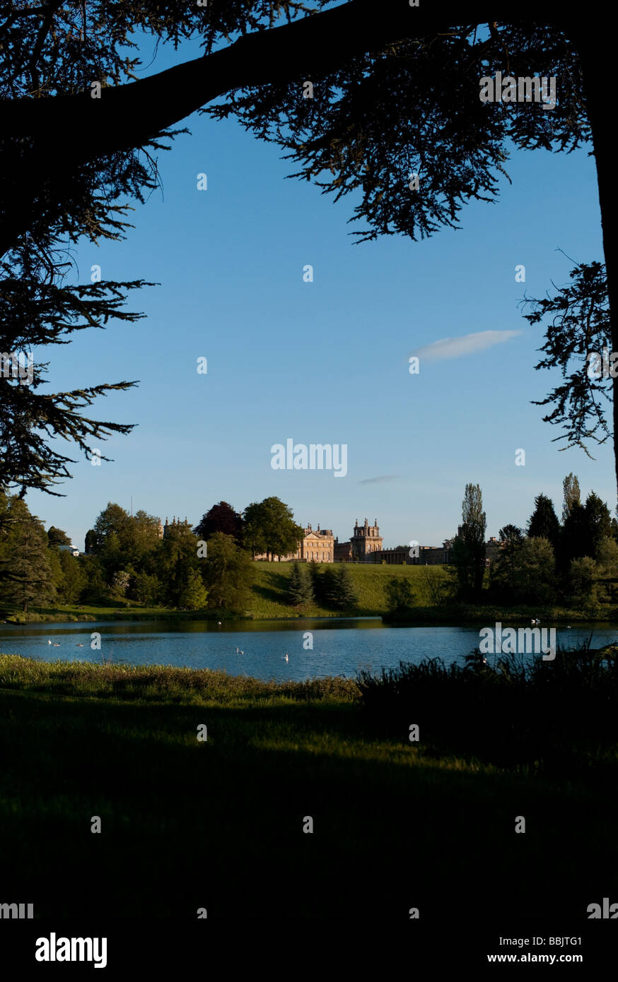 View of the Capability Brown designed lake and the Baroque style ...