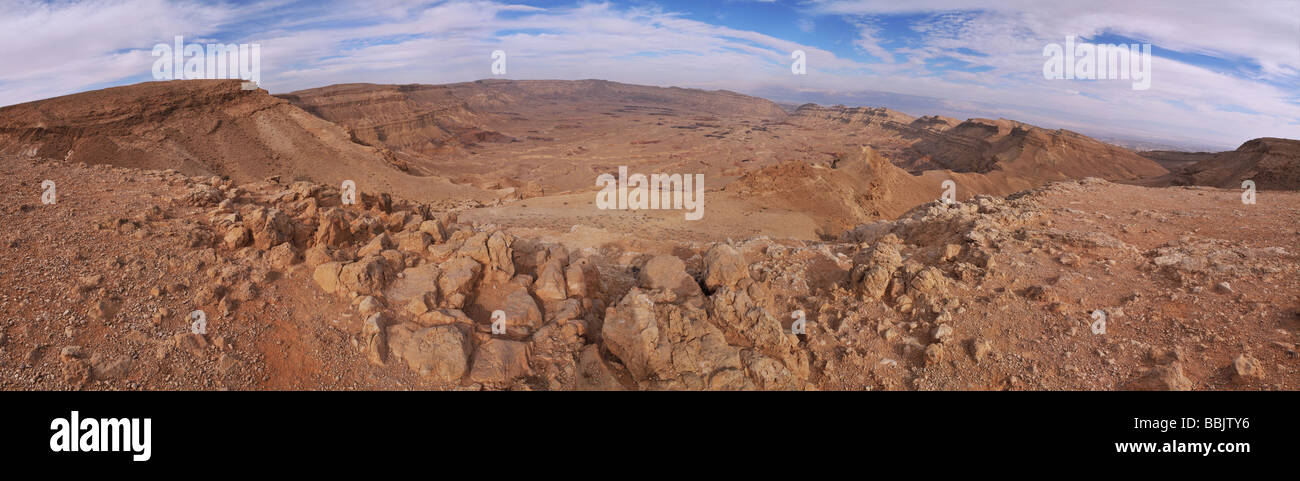 Panoramic View of the Small crater in the Negev Desert - South Israel ...