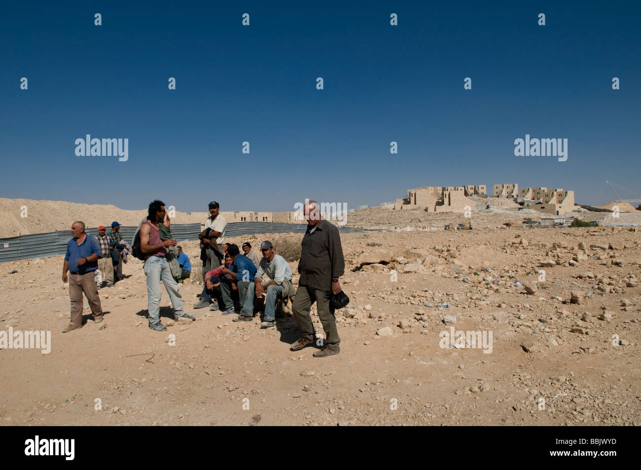 A group of Arab builders at a construction site in Mitzpe Ramon a town ...