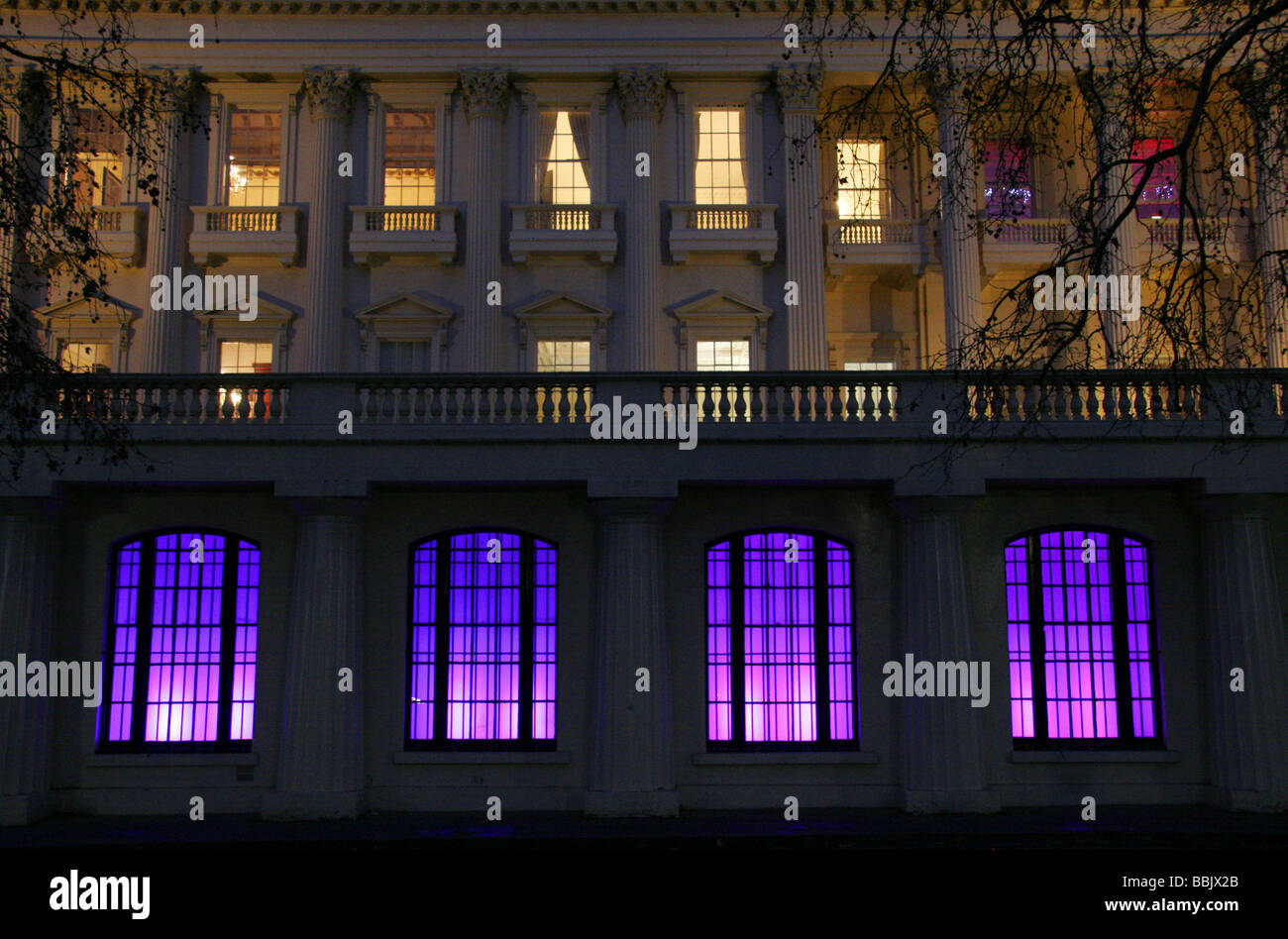 Illiminated windows along The Mall London UK Stock Photo - Alamy