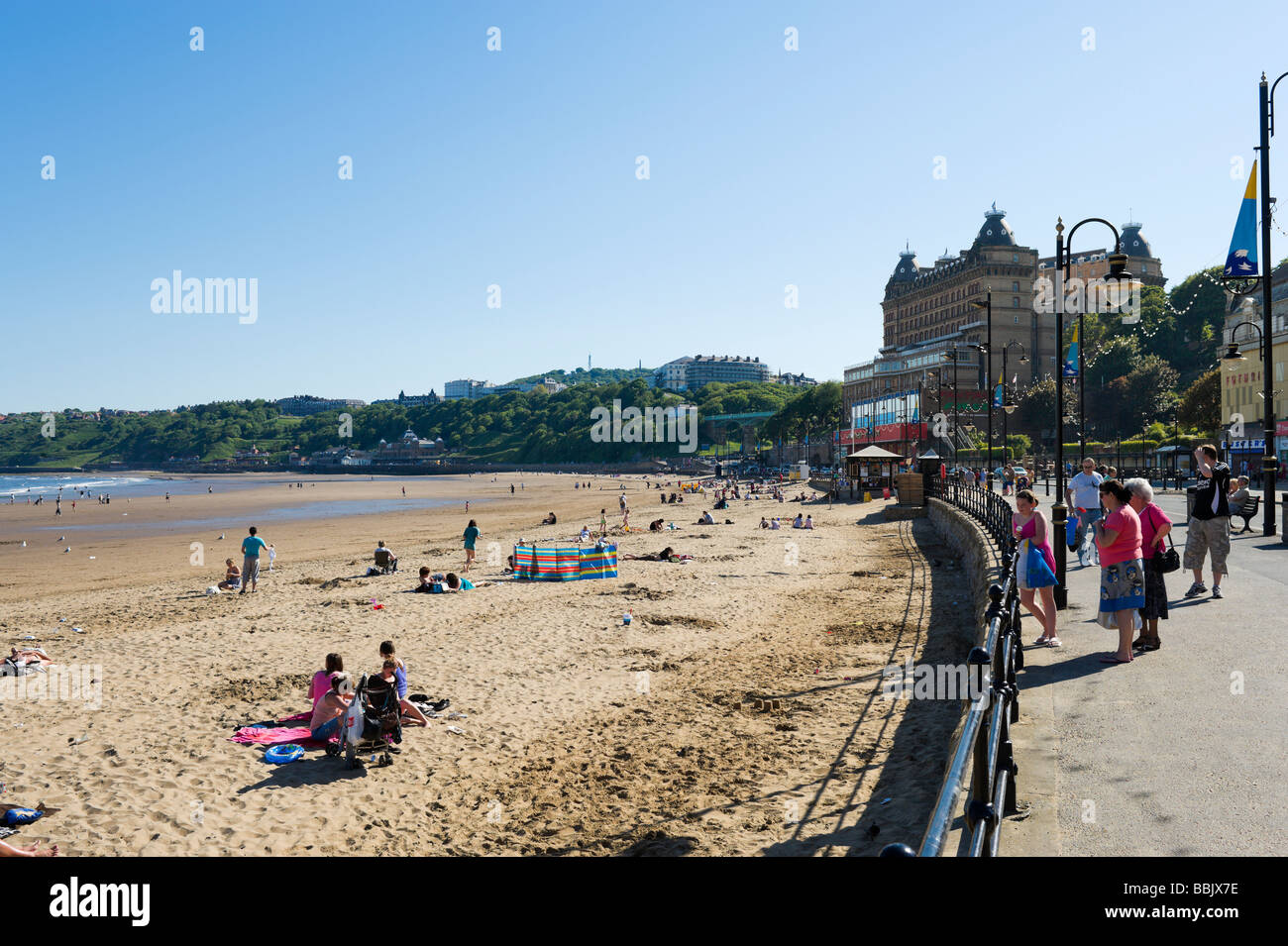 South Bay beach and promenade with the Grand Hotel in the distance ...