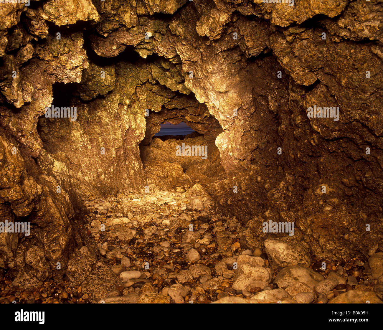 Sea cave near Marsden Bay along the South Tyneside coastline in the ...