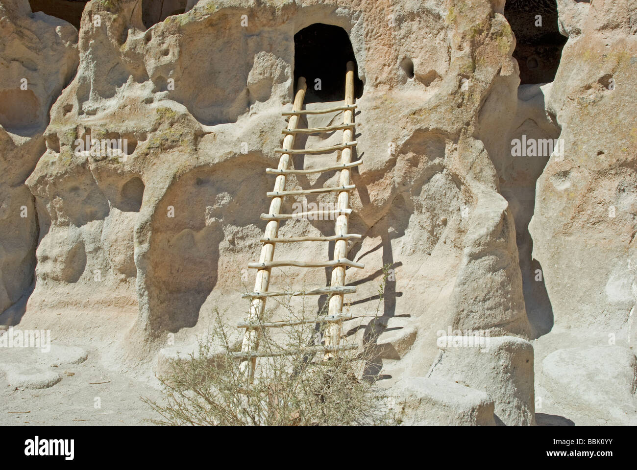 USA New Mexico Bandelier National Monument Cliff dwelling talus houses ...