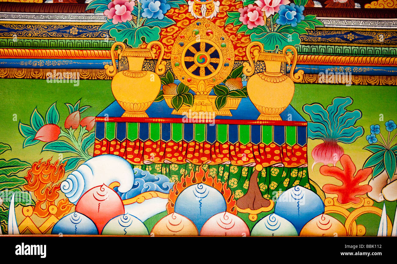 Illustration of Tibetan Wheel and Offering Namdroling Tibetan Monastery ...