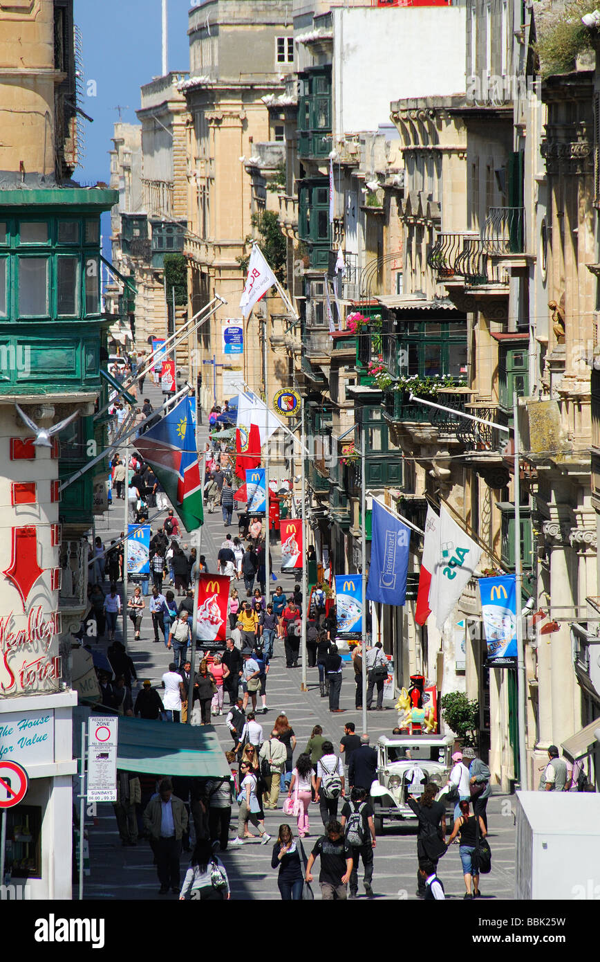 MALTA. Triq ir-Repubblika (Republic Street) in Valletta, as seen from ...