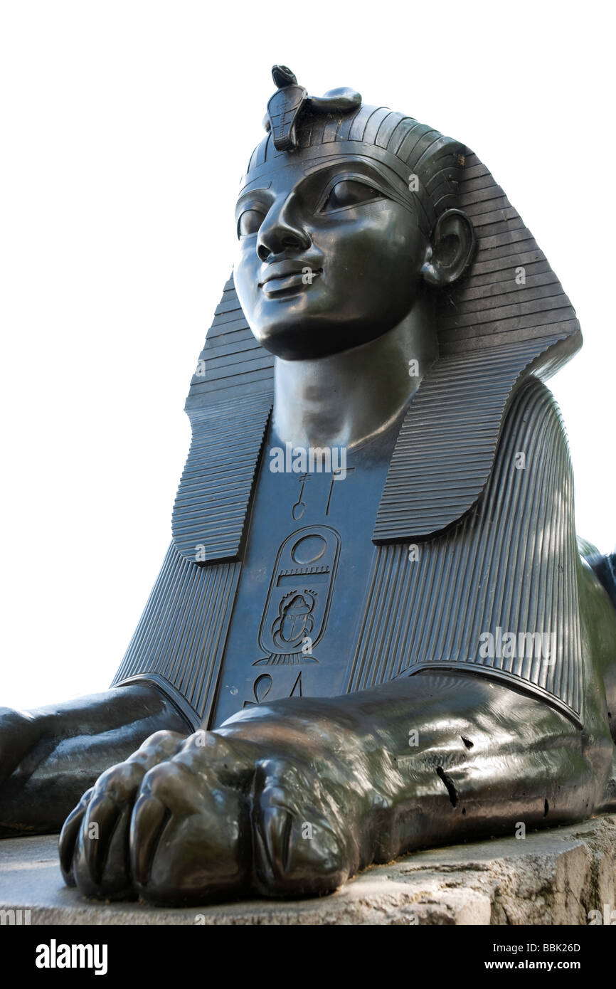 Bronze sphinx statue isolated agaisnt white background Stock Photo - Alamy