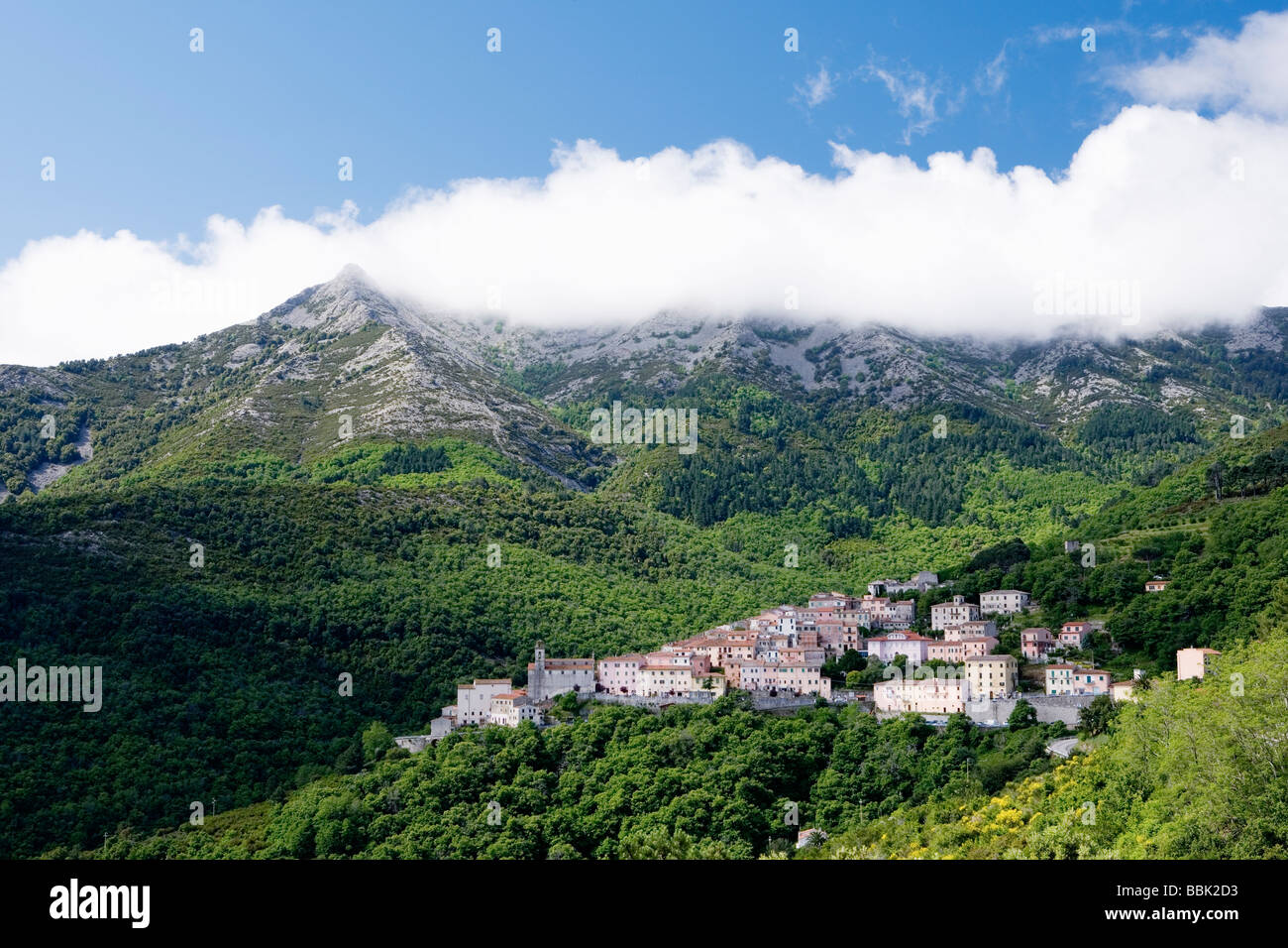A view of small town of Marciana on Elba island, Italy Stock Photo - Alamy