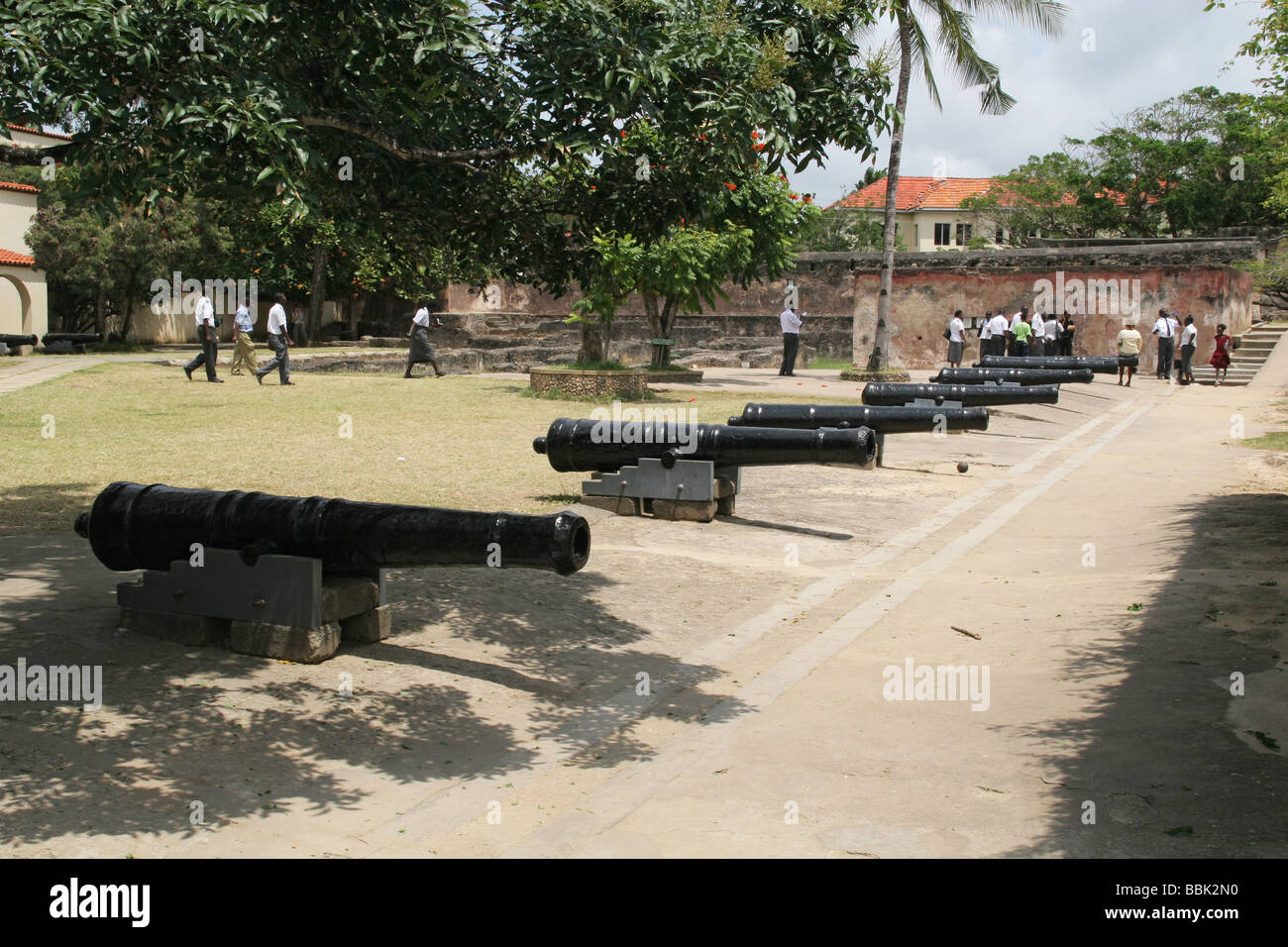 The cannons mounted inside Fort Jesus Mombasa Kenya Stock Photo - Alamy