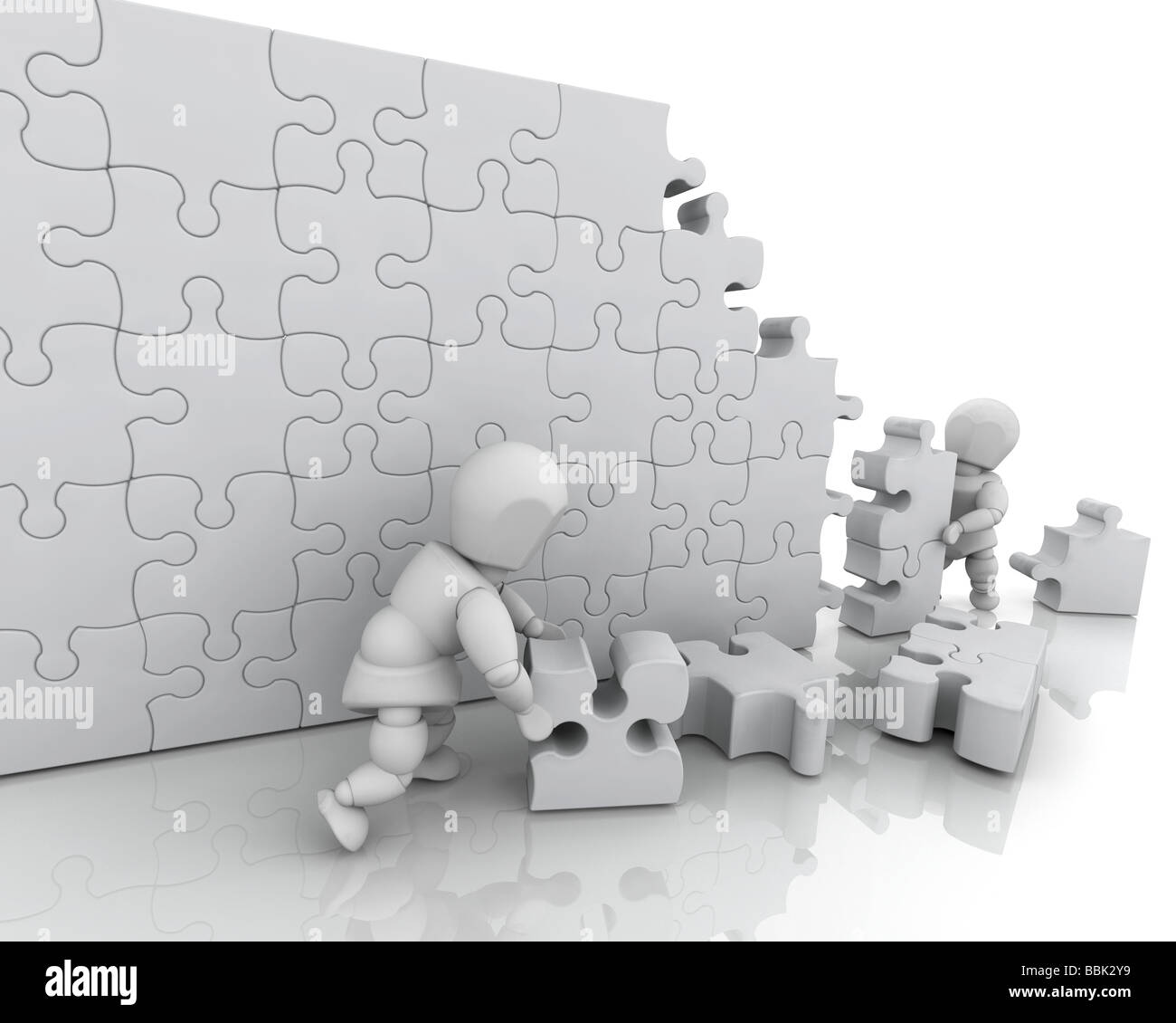 3D render of men solving a jigsaw puzzle Stock Photo - Alamy