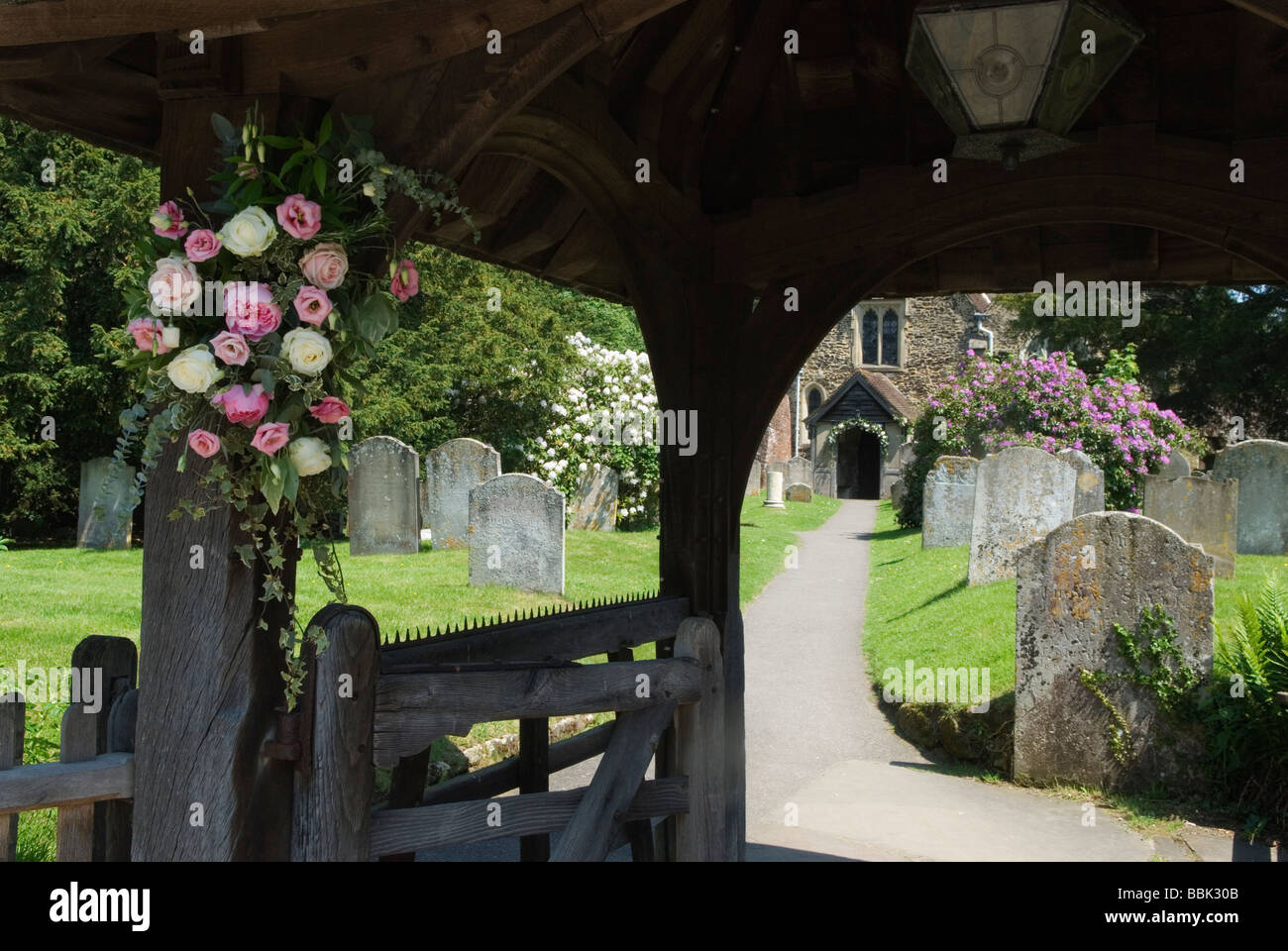 Lychgate by Edwin Lutyens. Church of St James Shere Surrey. Decorated ...