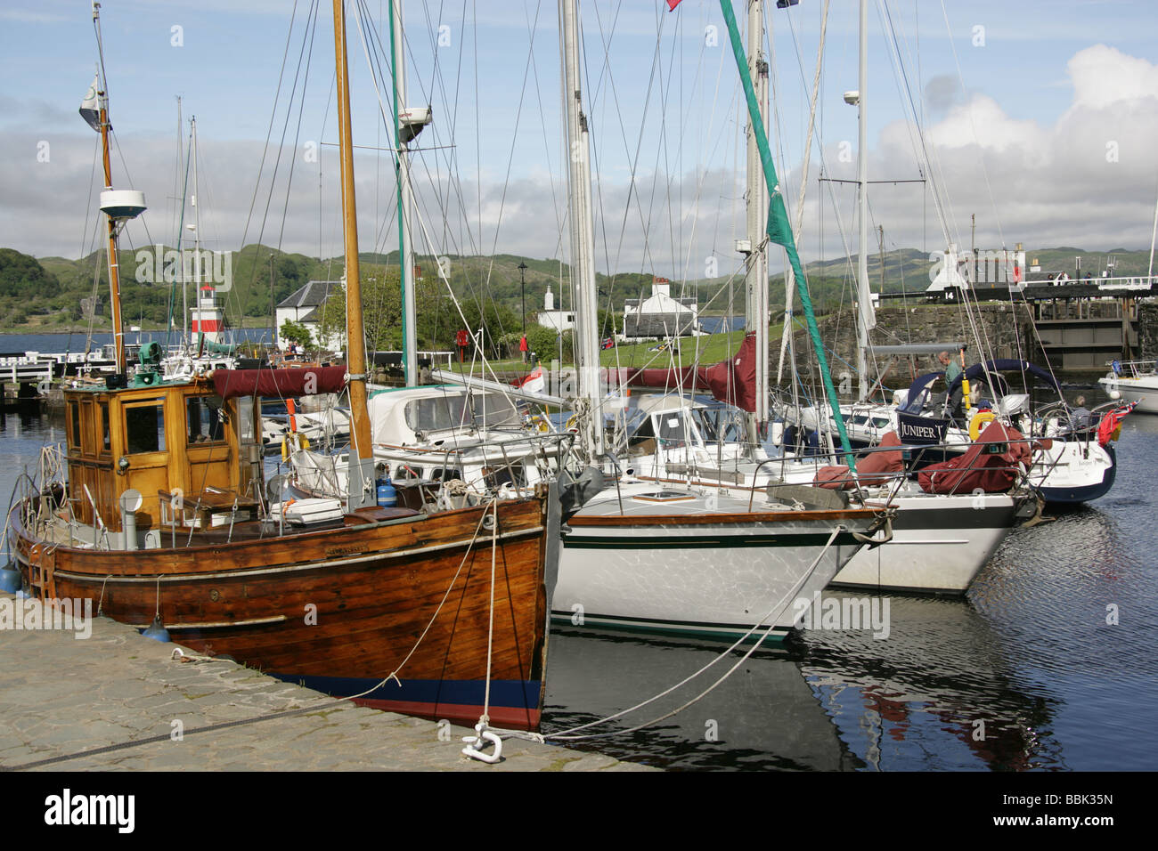 Crinan Canal, Scotland. Leisure and fishing boats berthed in Crinan ...
