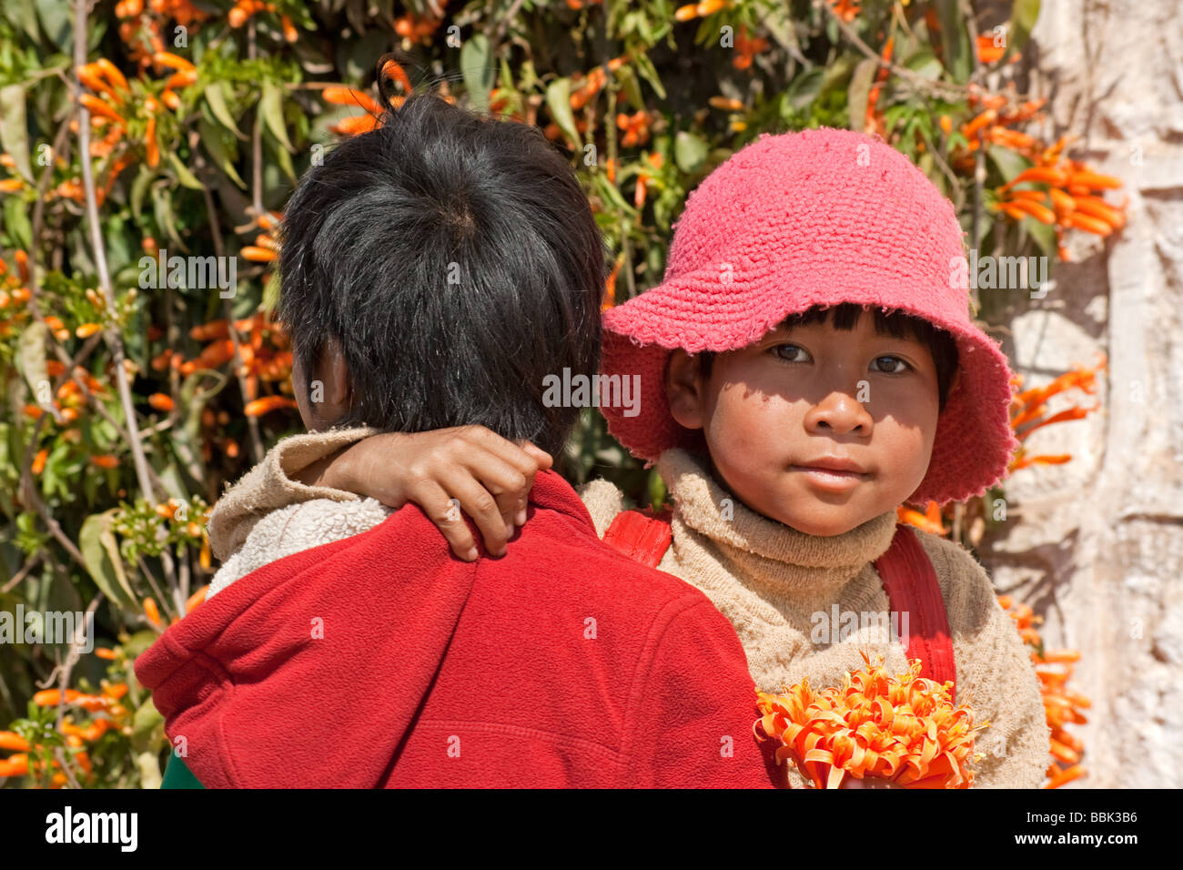 Two young Burmese friends in Kalaw, Shan State, Myanmar (Burma Stock ...