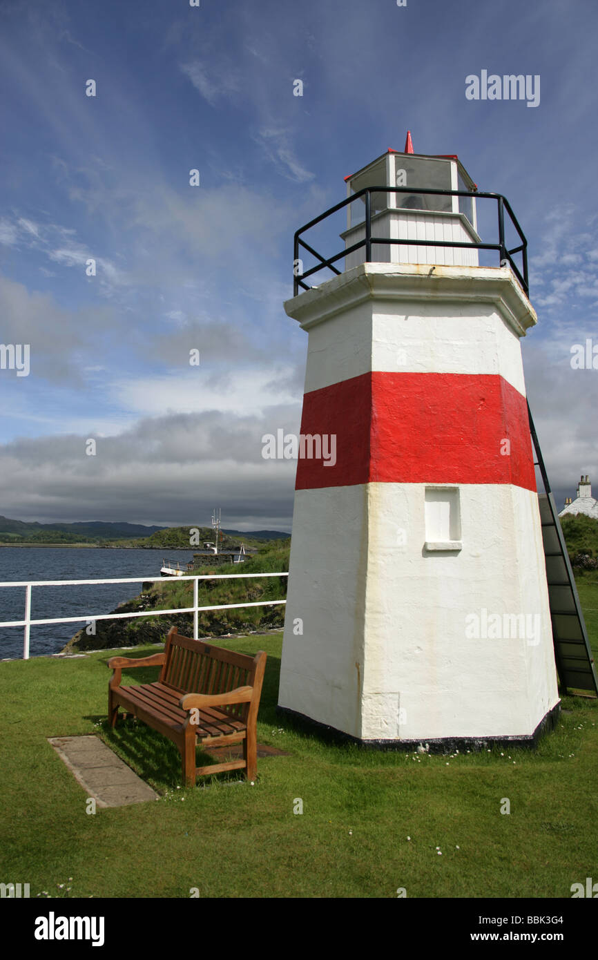 Crinan Canal, Scotland. Lighthouse at the sea lock basin entrance to ...