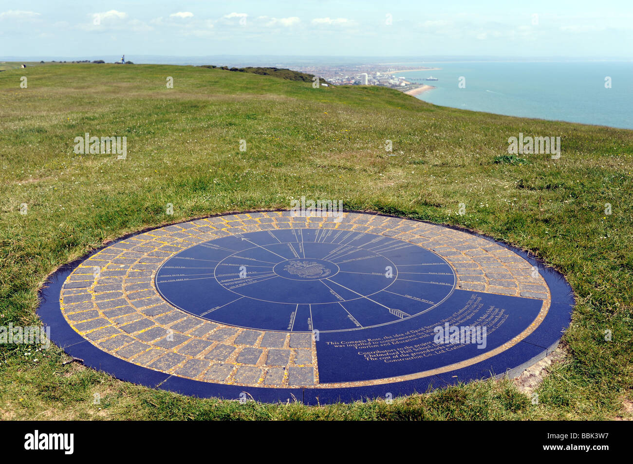 The compass rose on top of the famous beauty spot Beachy Head in East ...