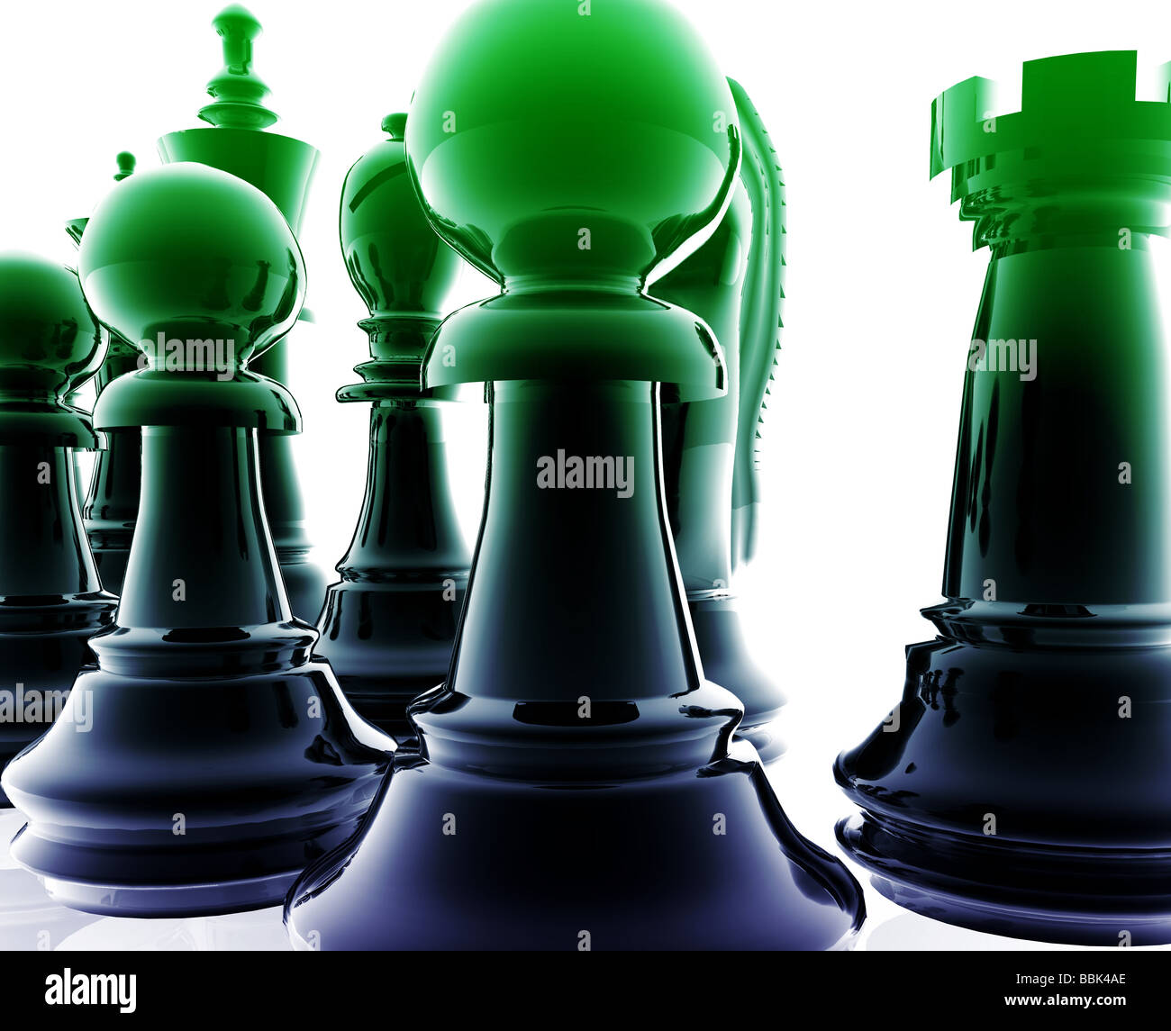 Chess set pieces illustration glossy chrome metal style Stock Photo - Alamy