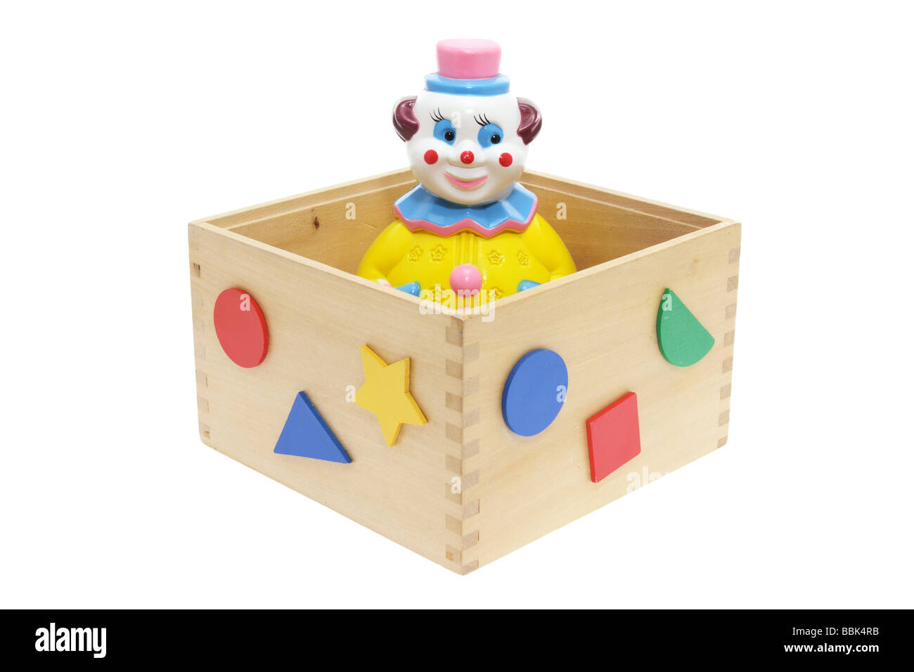 Toy Clown in Wooden Box Stock Photo - Alamy