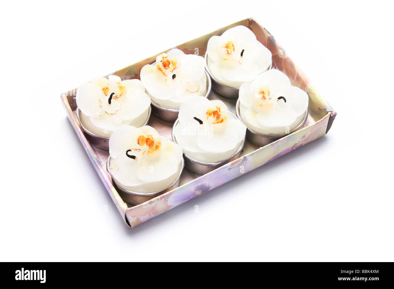 Box of Scented Candles Stock Photo - Alamy