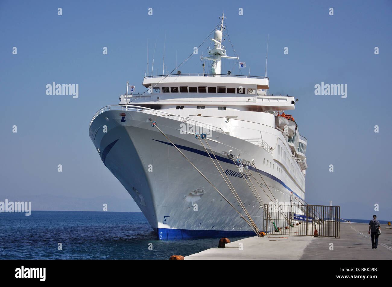 Louis Cruise Lines cruise ship `Aquamarine' in port,City of Rhodes ...